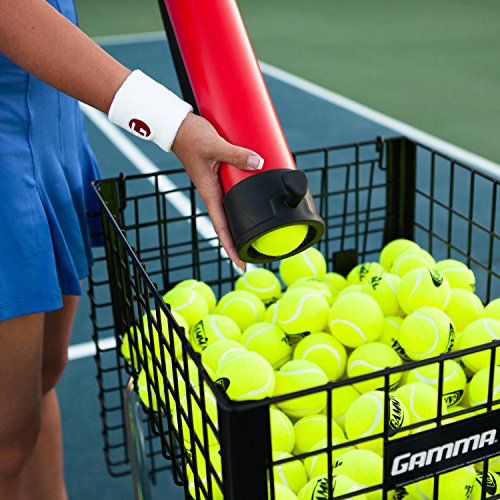 GAMMA Sports Tennis Ballhopper BallTube with Shoulder Strap, Holds 18 Balls, Red