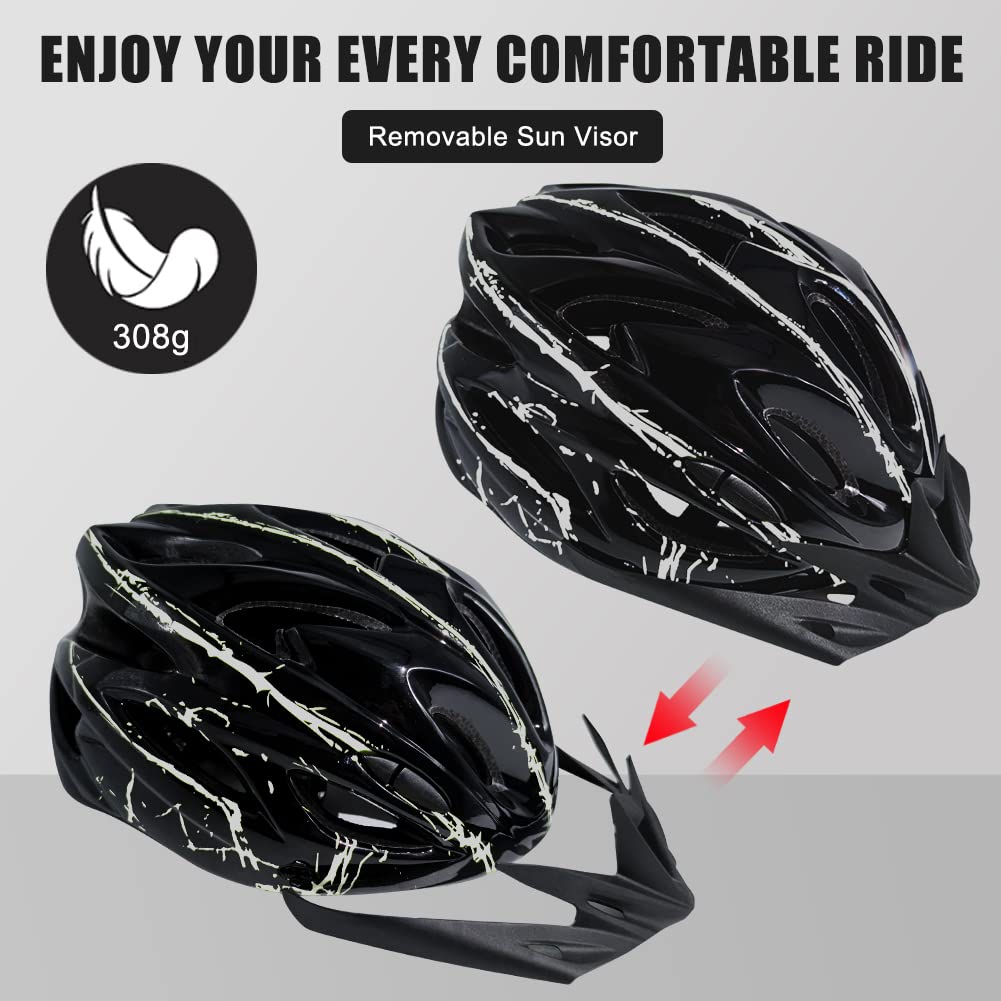 GOWIKNS Bike Helmet, Lightweight Microshell Design, Adjustable, Bicycle Helmet for Adults Youth Mountain Road Biker (Black Plus White)
