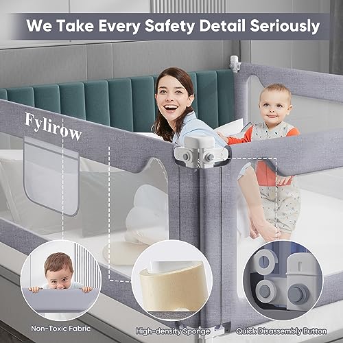 Fylirow Bed Rails for Toddlers, Upgraded Infants Safety Bed Guardrail Designed for Twin, Full, Queen, King Size
