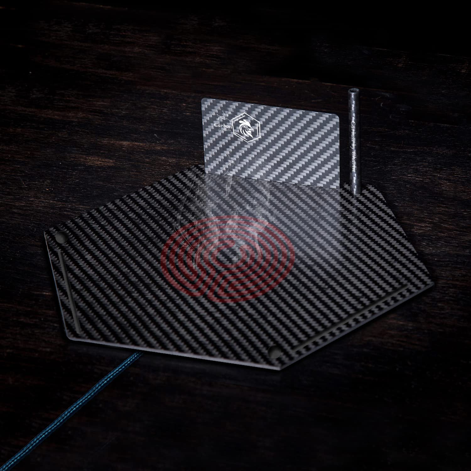 Heated Party XL Carbon fiber Cutting Plate + Carbon Card and Short Straw Gift USA Unisex (3 Cards & Straws Pink Print)