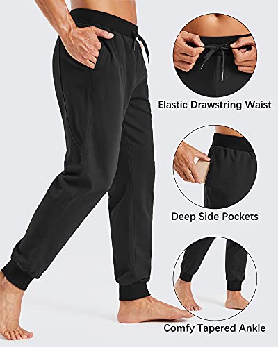 G4Free Mens Sweatpants Lounge Pants with Pockets Cotton Joggers Xmas Holiday Pants for Winter Running (Black, L)