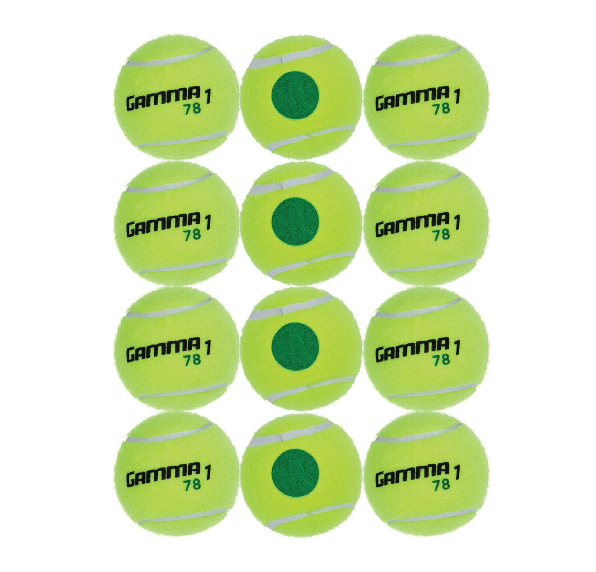 GAMMA Sports Kids Training (Transition) Balls, Yellow/Green Dot, 78 Green Dot, 12-Pack