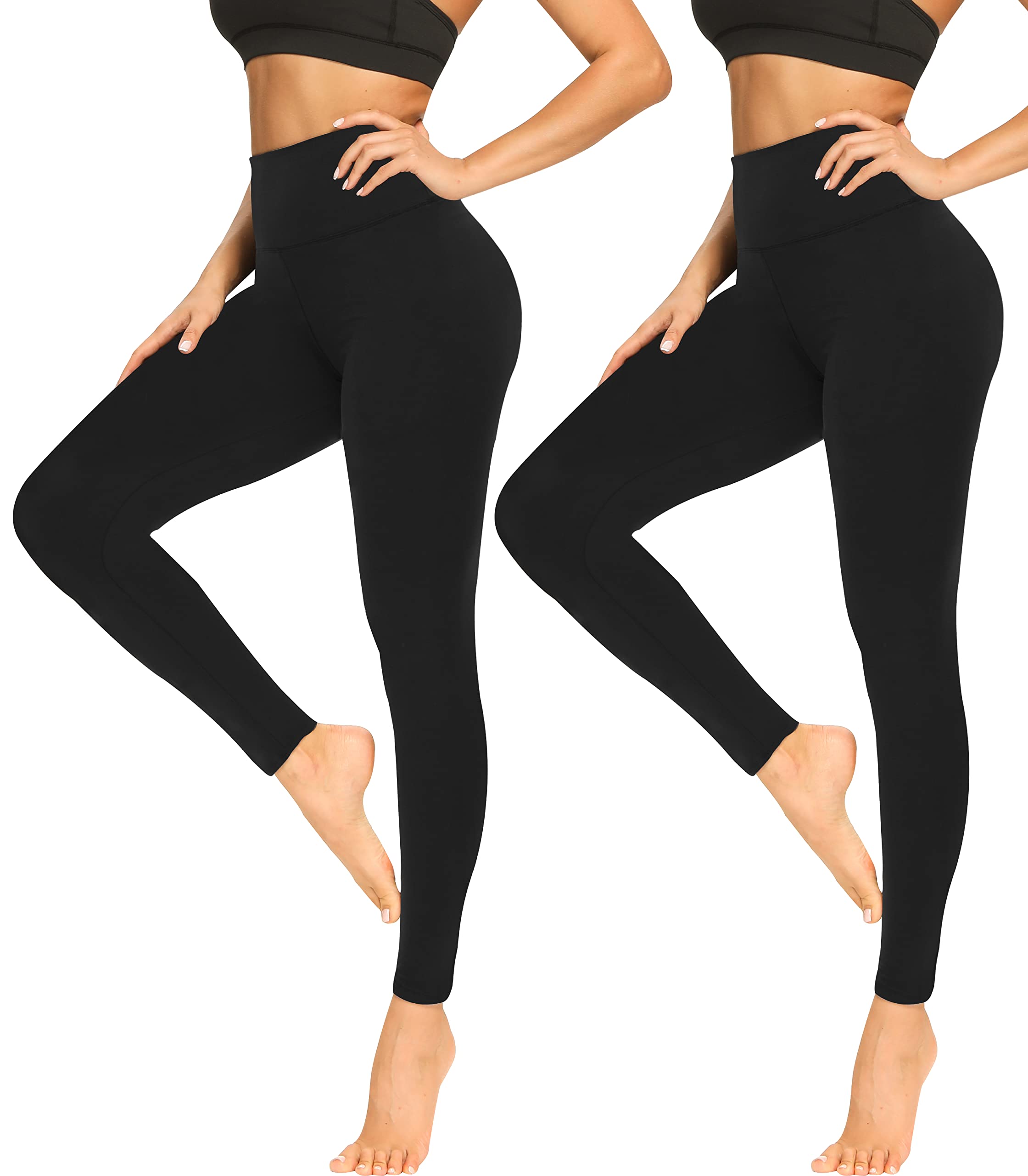 FULLSOFT Soft Leggings for Women - High Waisted Tummy Control No See Through Workout Yoga Pants(Black,Black(2 Pack),Large-X-Large)