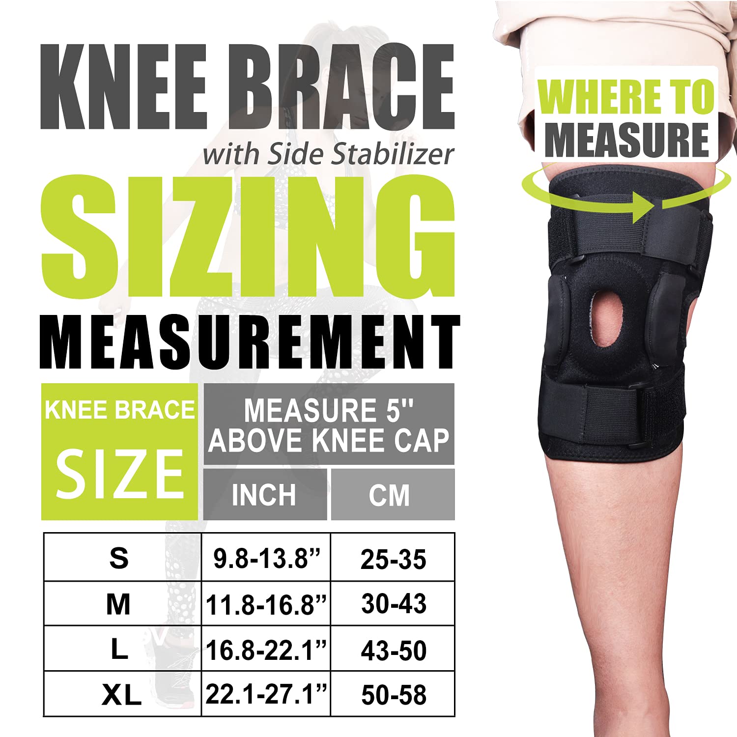 GP Knee Support for Joint Pain Knee Brace with Side Stabilizers and Adjustable Strap for Prevention and Relif of Injuries Pain, Workout Offering Support for Patella Tendon (Black, Medium)