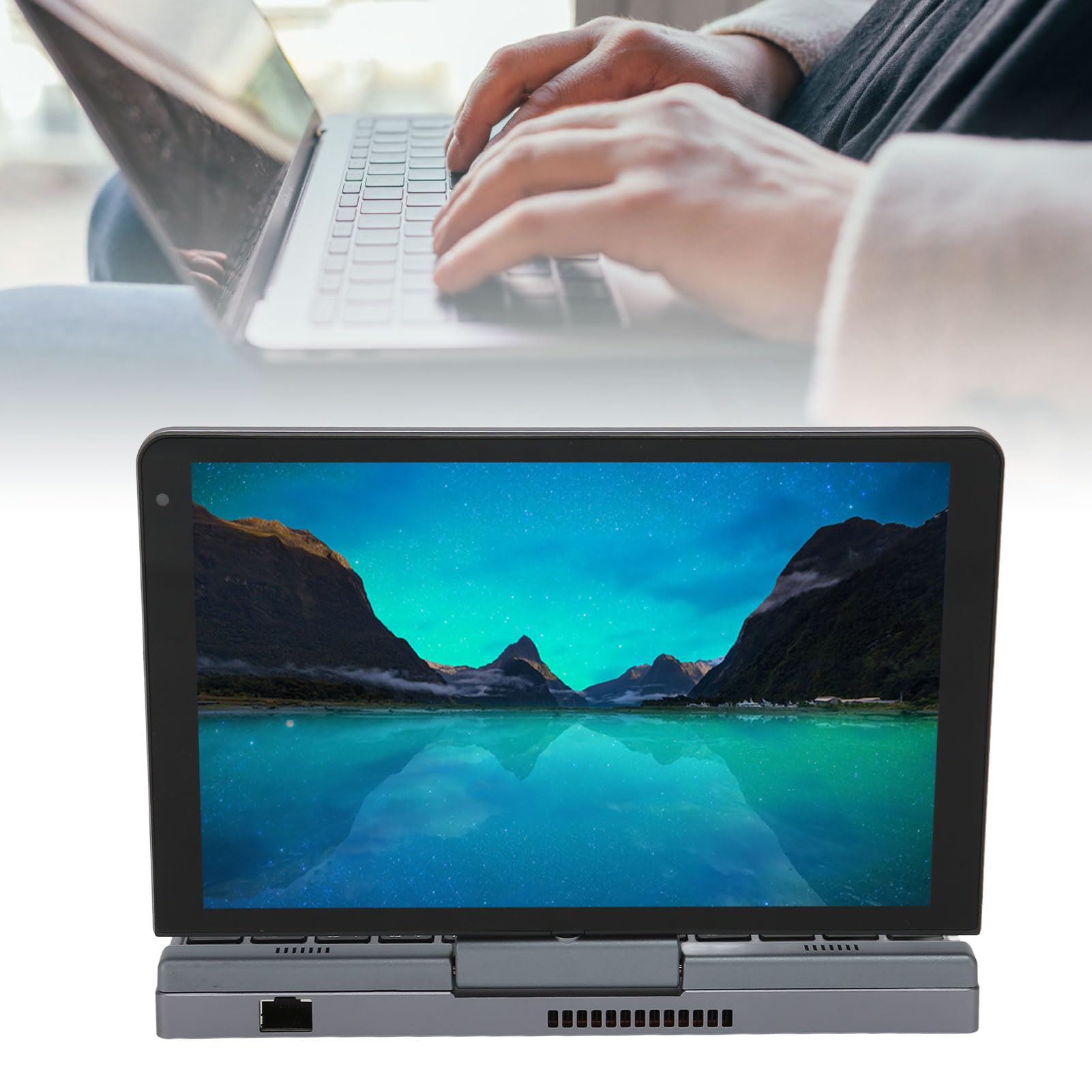 GLOGLOW Mini Laptop LPDDR5 12GB RAM Full 8 Inch PC Notebook 180 Degree Flip 1.9MP Camera Fast Charging for Drawing (12GB+128GB US Plug 110‑240V)