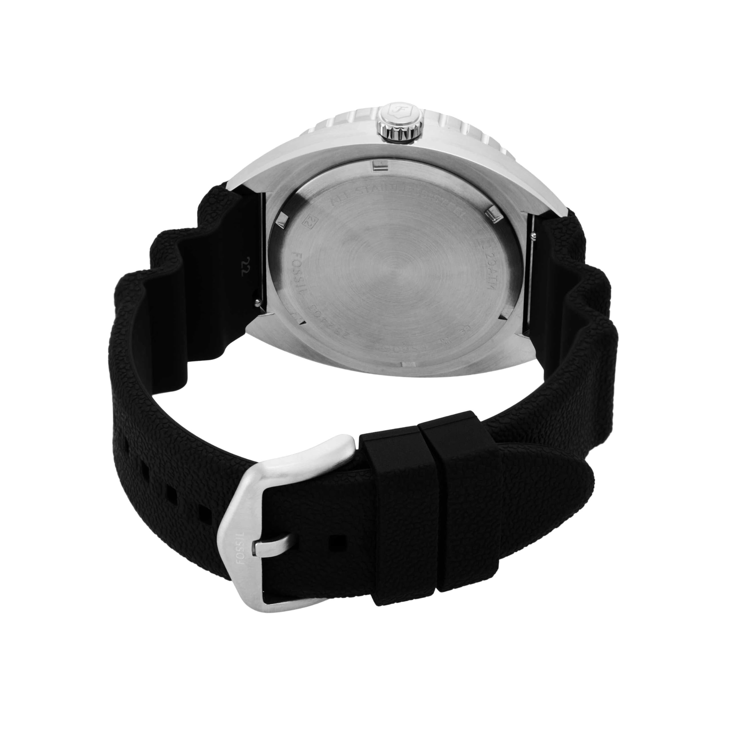 Fossil Men's Fossil Blue Quartz Stainless Steel and Leather Three-Hand Watch, Color: Silver, Brown (Model: FS5961)