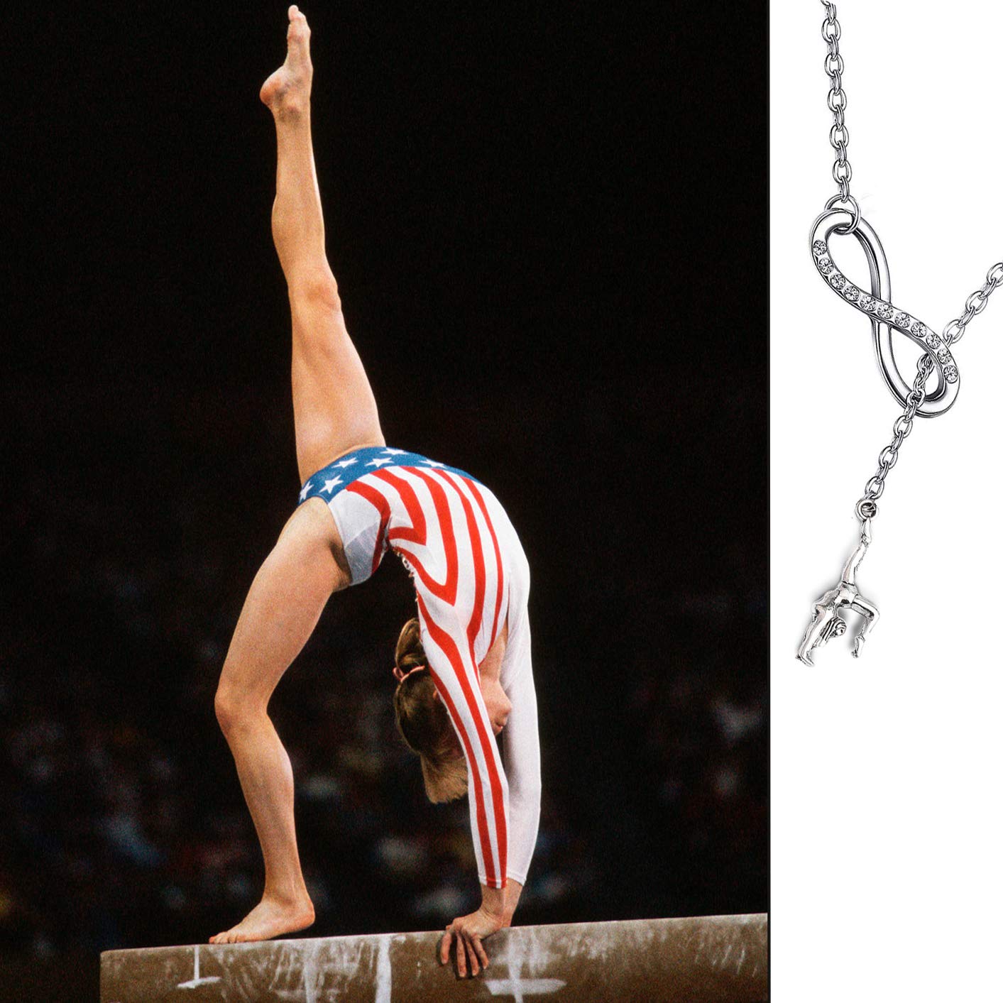 FUSTMW Gymnast Gift Gymnastics Y Necklace Infinity Love Charm Gymnast Jewelry Gymnastics Class Gift for Women