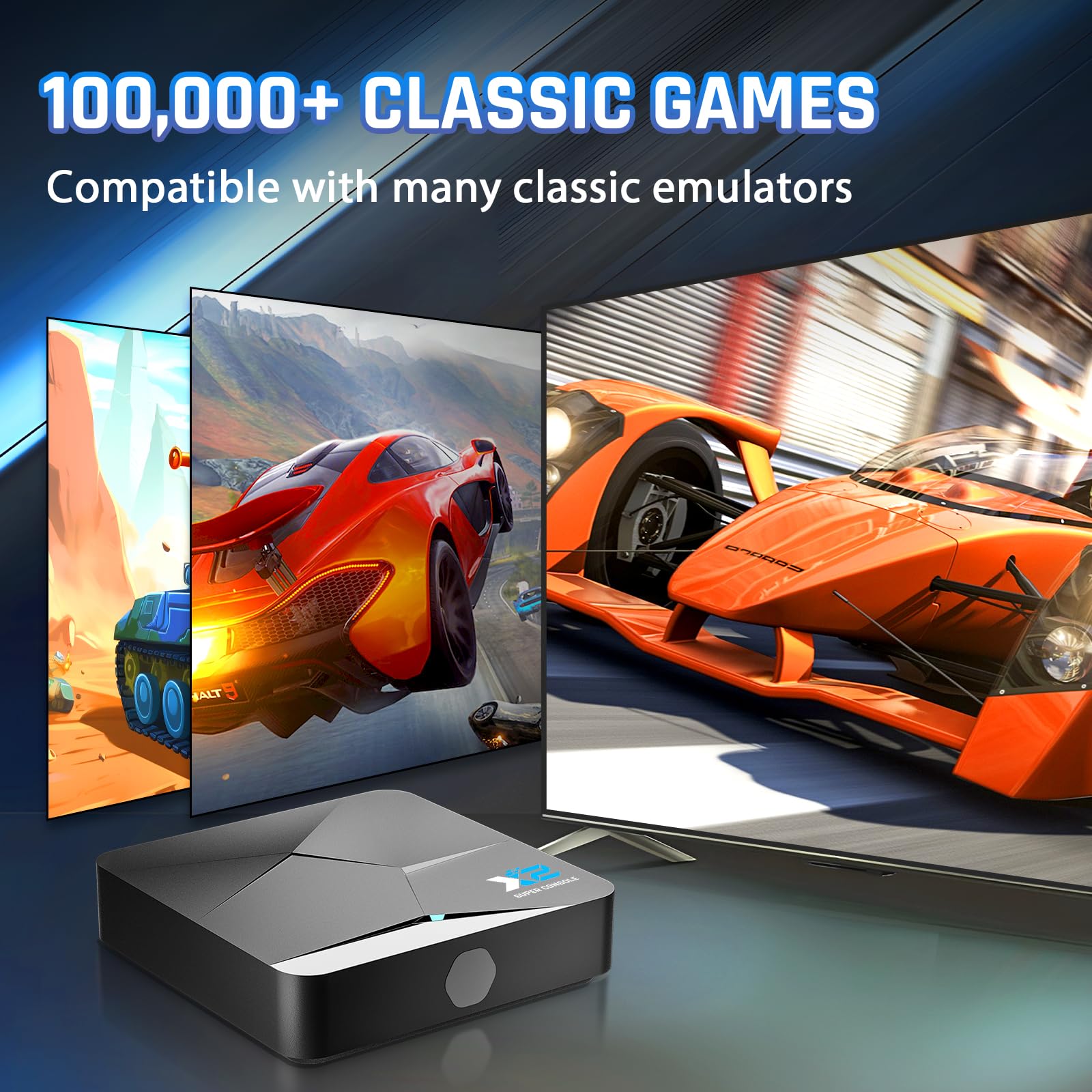 Kinhank Super Console X2 Video Game Console with 100,000+ Games, Compatible with 60+ Emulators, S902X2 Chip, Android TV 9.0&Emuelec 4.5 Dual Systems for 4K TV/AV Output,Include 2 Controllers