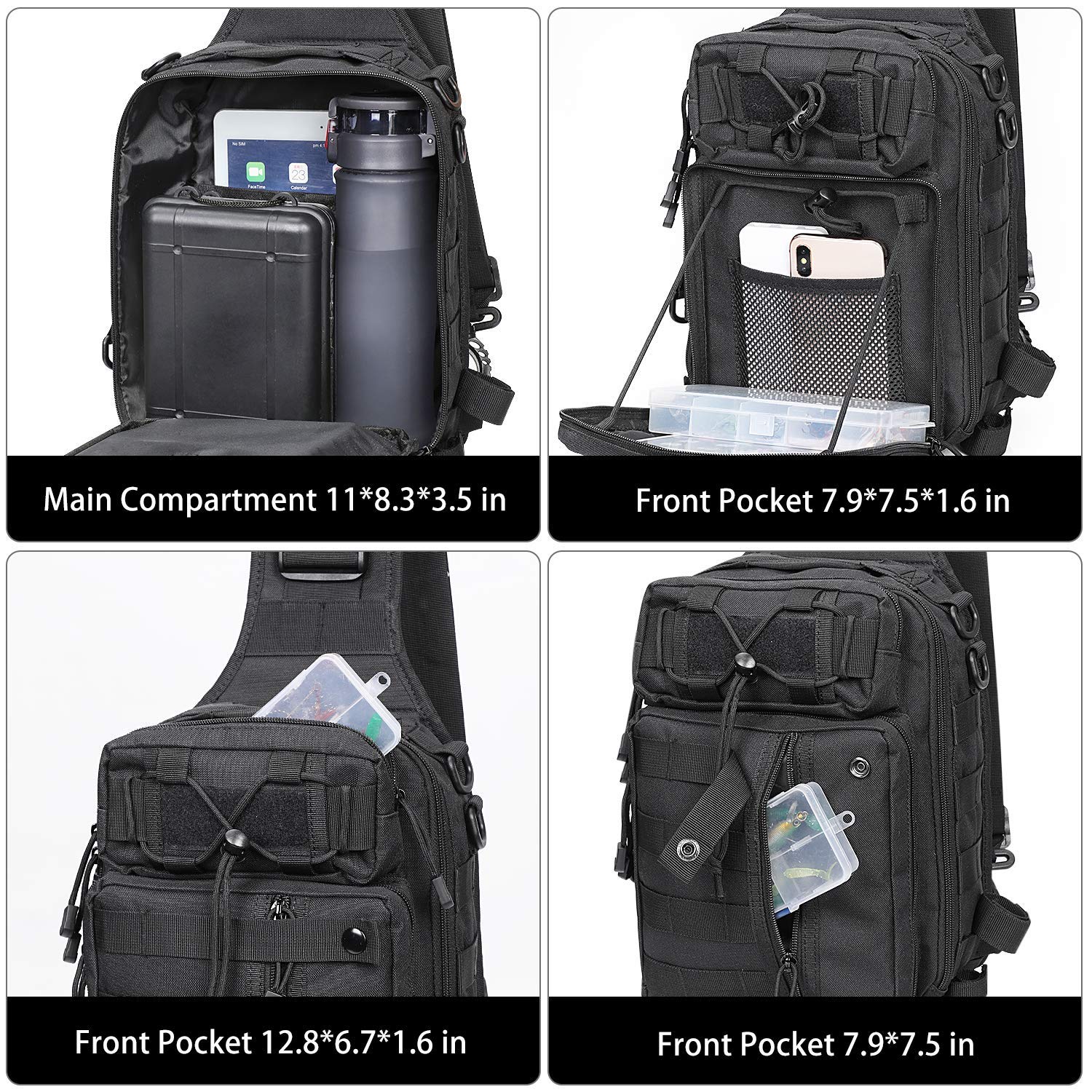 G4Free Big Tactical Sling Backpack Fishing Tackle Backpack