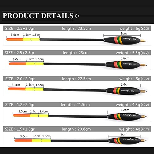 GPPZM 5pcs Fishing Floats Mixed Size Balsa Weight Bobber Cork Fir Float Vertical for Carp Durable Fishing Tackle