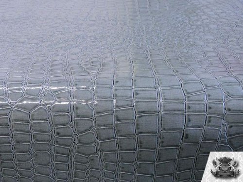 Vinyl Crocodile Gray Fake Leather Upholstery Fabric by The Yard