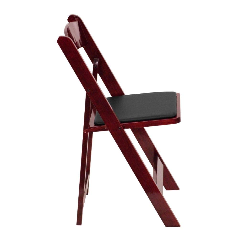 Flash Furniture 4 Pack HERCULES Series Mahogany Wood Folding Chair with Vinyl Padded Seat
