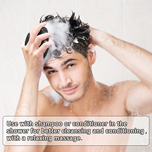 FREATECH Updated Hair Scalp Massager Shampoo Brush with 2 Types of Silicone Bristles, Finely Clean and Scrub Gently, Care for Sensitive & Delicate Scalp, Exfoliate and Stimulate Hair Growth, Black
