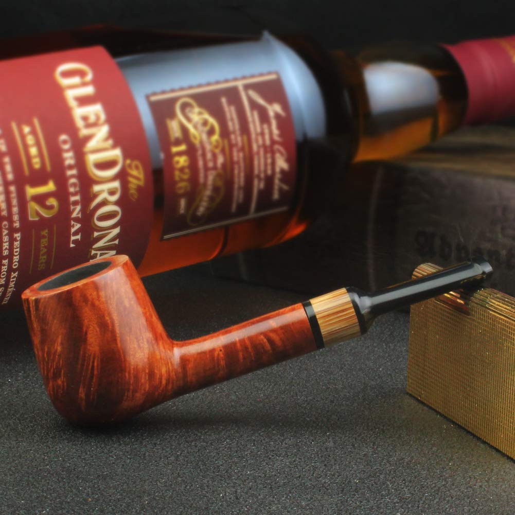 FULUSHOU Mediterranean Briar Wood Tobacco Pipe, Small Mini Curved Tobacco Pipe 7