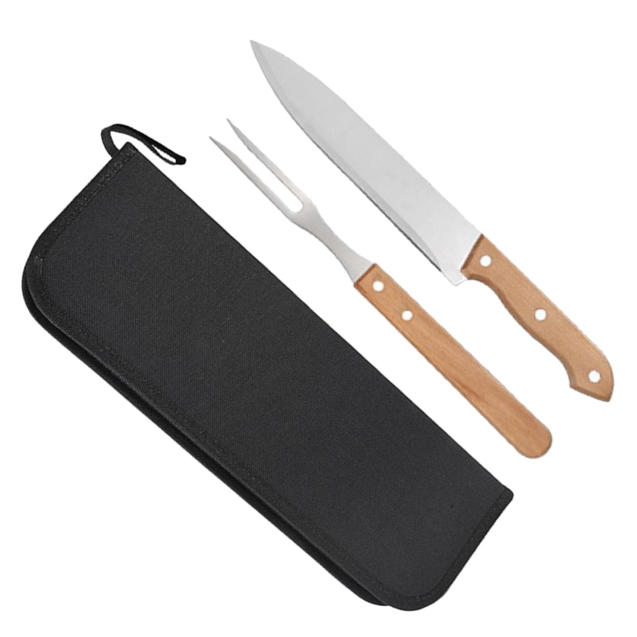 GANAZONO 3 Sets Barbecue and Fork Tools Brisket Slicing Knives for Slicing Meats Barbecue Kitchen Fork Kitchen Roast Fork Barbecue Supplies Wooden Handle Portable Travel