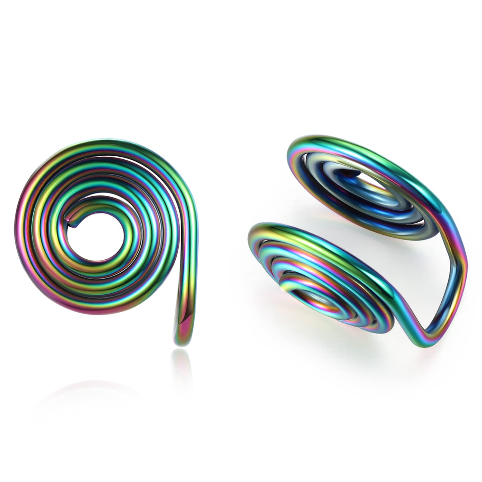 FLYUN Pressure Earring for Keloids, Clip On Earring, Ear Cuff, Stainless Steel Spiral Non-pierced Earrings (10MM, silver&gold&black)