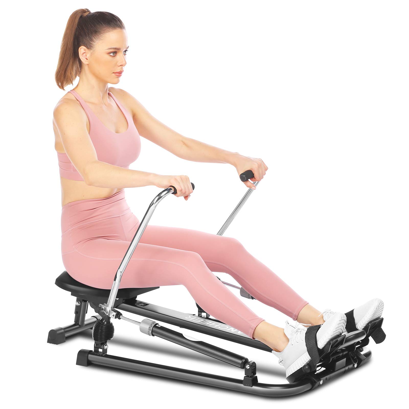 FUNMILY Rowing Machines for Home Use, Foldable Rowers, Exercise Equipment Cardio Training Fitness with 12 Level Smooth Hydraulic Resistance Black
