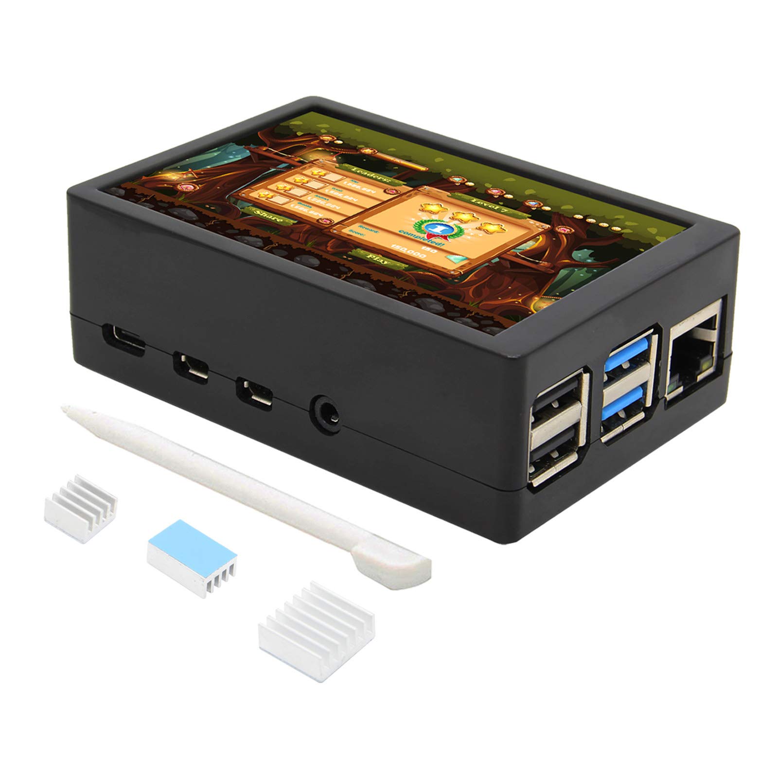 Geekworm for Raspberry Pi 4 Model B, 3.5 inch Touch Screen with ABS Case and Pi 4 Heatsinks Kit