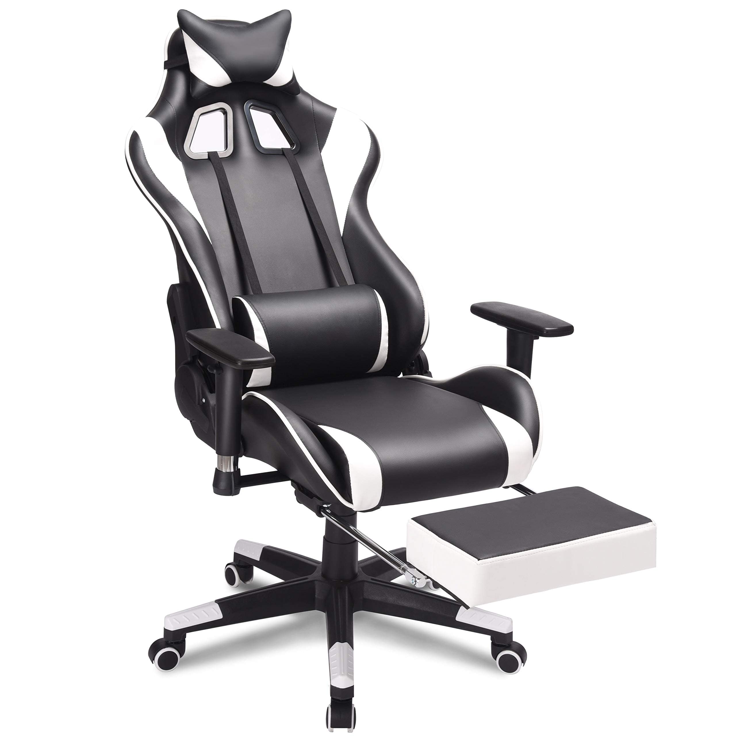 Gaming Chair with Footrest Gamer Chair Computer Chair Massage Gaming Chairs High Back Ergonomic Adjustable Office Chair with Headrest and Lumbar Support (Pink)