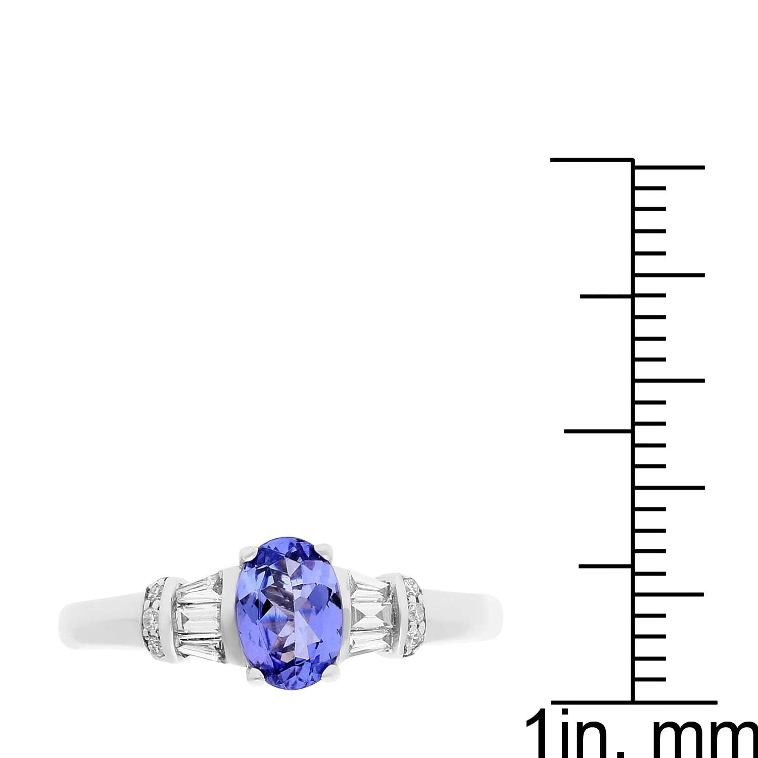 Gin & Grace 10K White Gold Natural Diamond (I1,I2) Genuine Tanzanite (Size 7) Statement Propose Promise Ring for Women