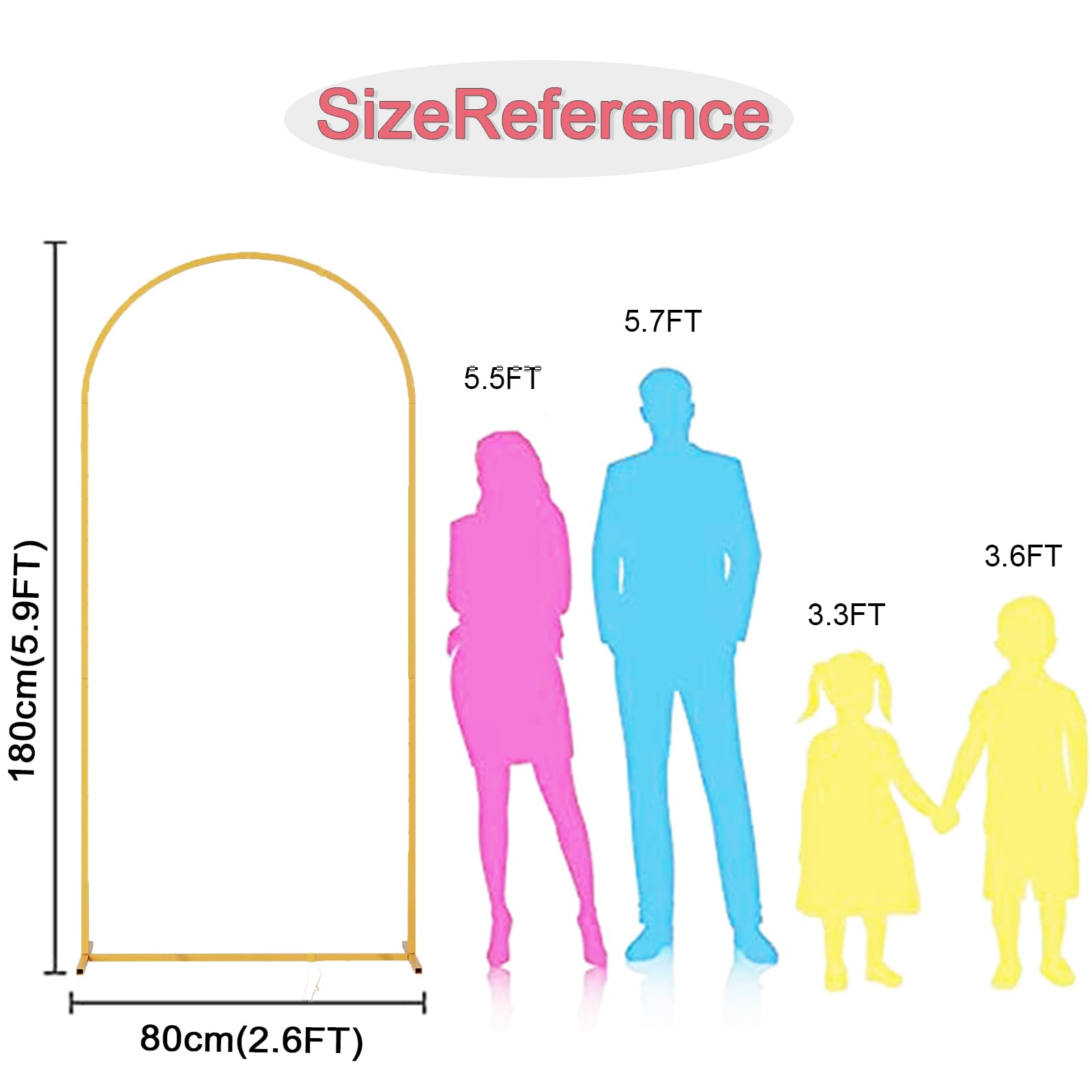 Gold Arch Backdrop Stand, Wedding Arch Stand Backdrop Set of 3 (6FT/5FT/4FT), Elegant Metal Arch Backdrop Stand for Wedding Ceremony Birthday Party Decoration