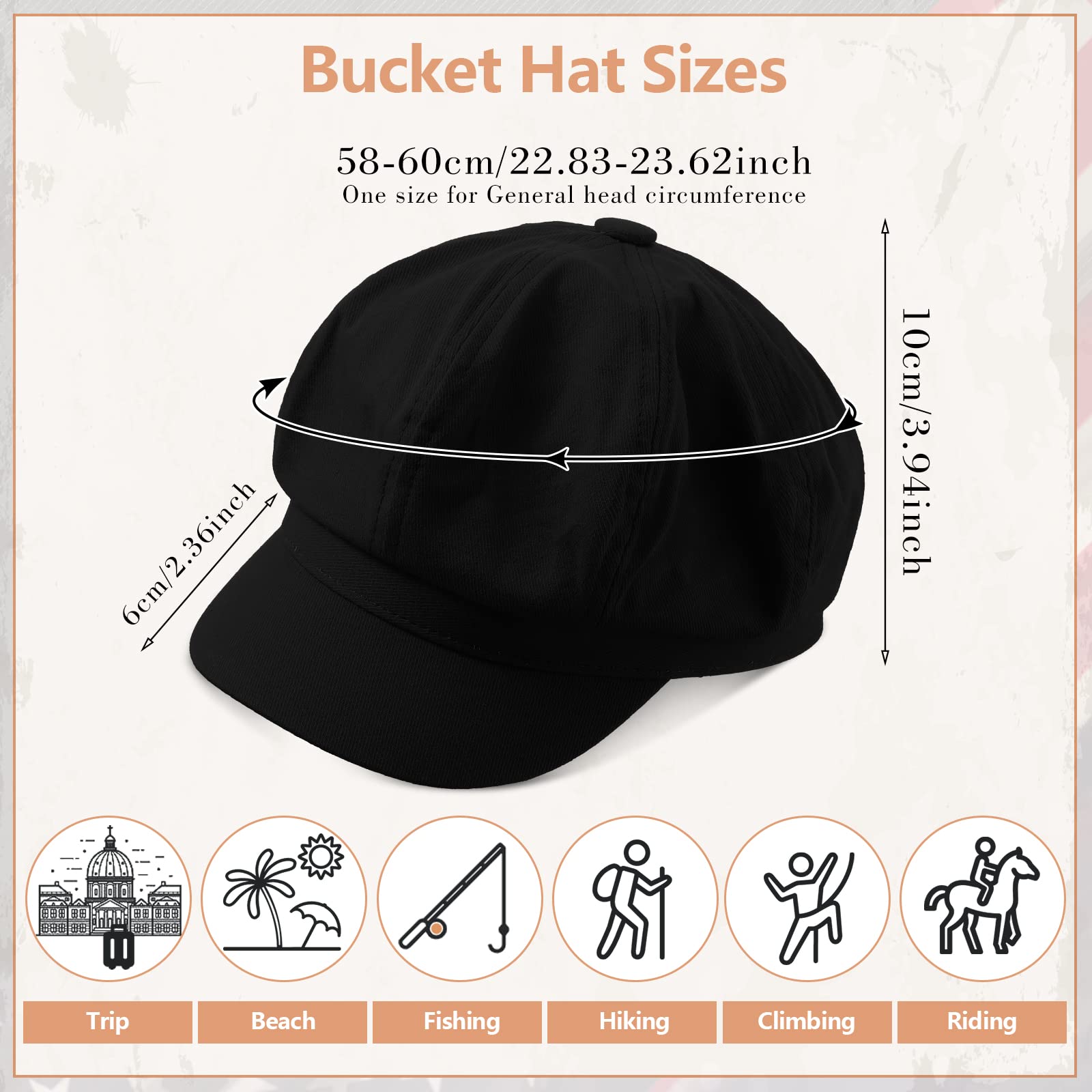 Geyoga 3 Pcs Summer Women Newsboy Cap Adjustable Visor Beret Hats Soft 8 Panels Vintage Cabbie Hat Octagonal Cap for Women(White, Red, Black)
