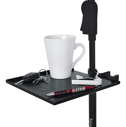 Gator FrameworksCases Microphone Stand Clamp-On Utility Surface Area with 10 Pound Weight Capacity, 9" x 9" Shelf (GFW-SHELF0909)