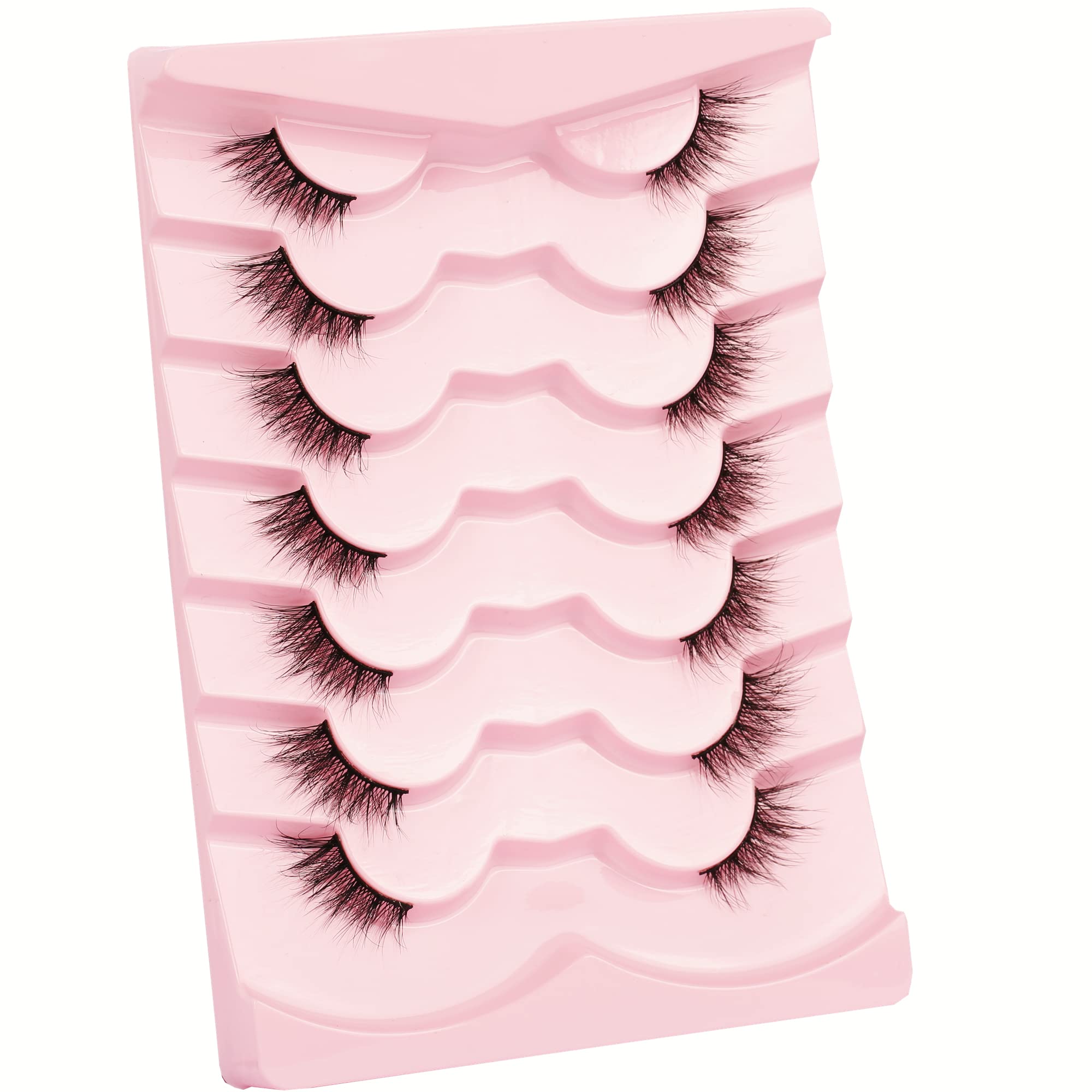 Gmagictobo False Eyelashes Fluffy Half Lashes Natural Look Cat Eye Lashes Pack False Lashes Extensions Fake Eyelashes 7 Pairs Multipack