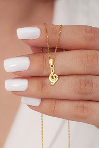 Generic 10k Solid Gold Trebel Clef Pendant, Music Note Jewelry, Musician Gifts for Her, Yellow, One Size