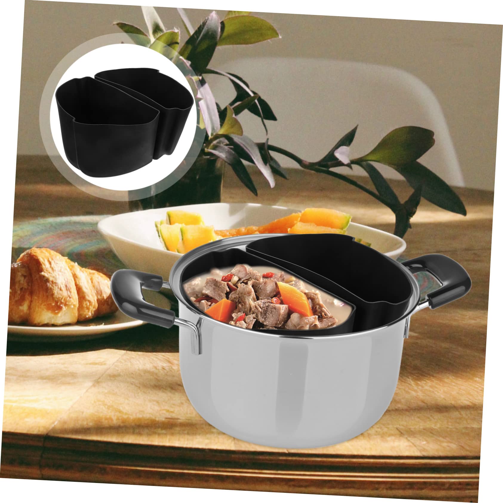 FUOYLOO 1 set Insert non-slip Partition plate plug-in Partition insert Multipurpose black rice cooker silicone cookware lining cooker divider Multifunction kitchen slow cooker divider