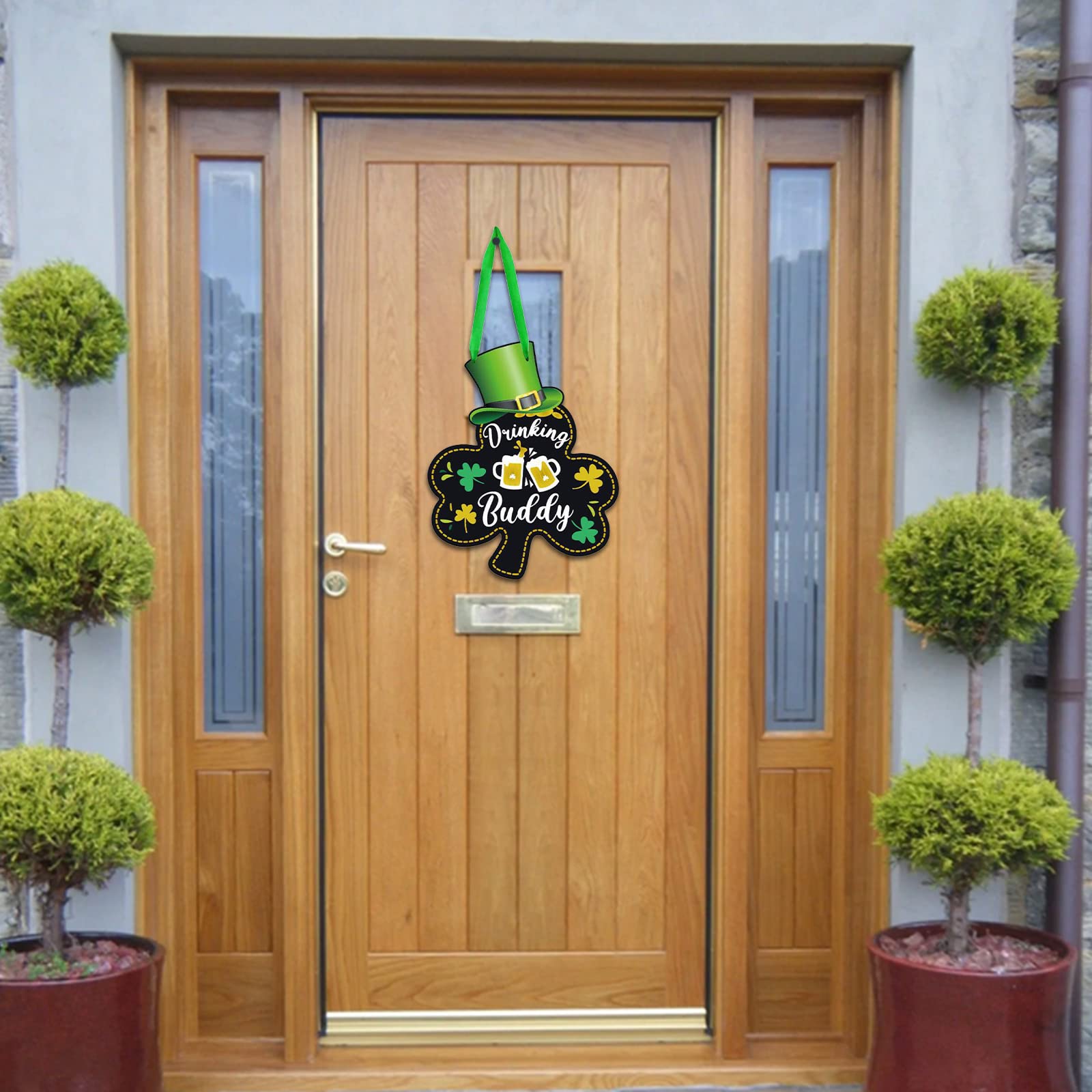 New Irish Festival Door Hangings for St. Patricks Day Parties Decorate Doors and Windows with Hangings Round Stained Glass Window Panel (Khaki, One Size)