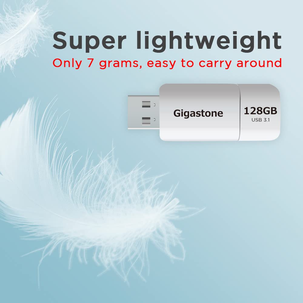 Gigastone Z60 128GB USB 3.2 Gen1 Flash Drive, R/W 120/60 MB/s Ultra High Speed Pen Drive, Capless Retractable Design Thumb Drive, USB 2.0 / USB 3.0 / USB 3.1 Interface Compatible