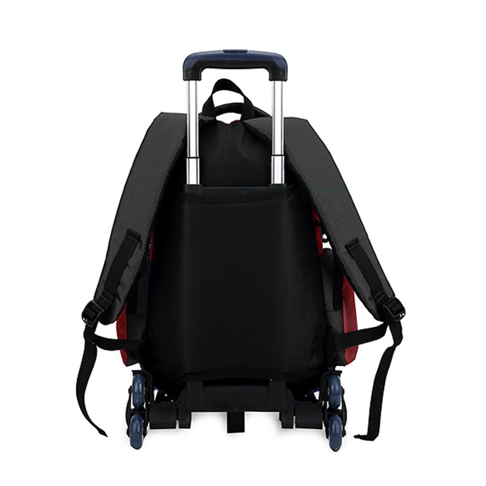 Kokiya Backpack Hand Truck Backpack Trolley Compact, Aluminum Alloy, Portable, Wheeled Hand Trolley Wheeled Cart for Travel Office, 6 Wheels Blue