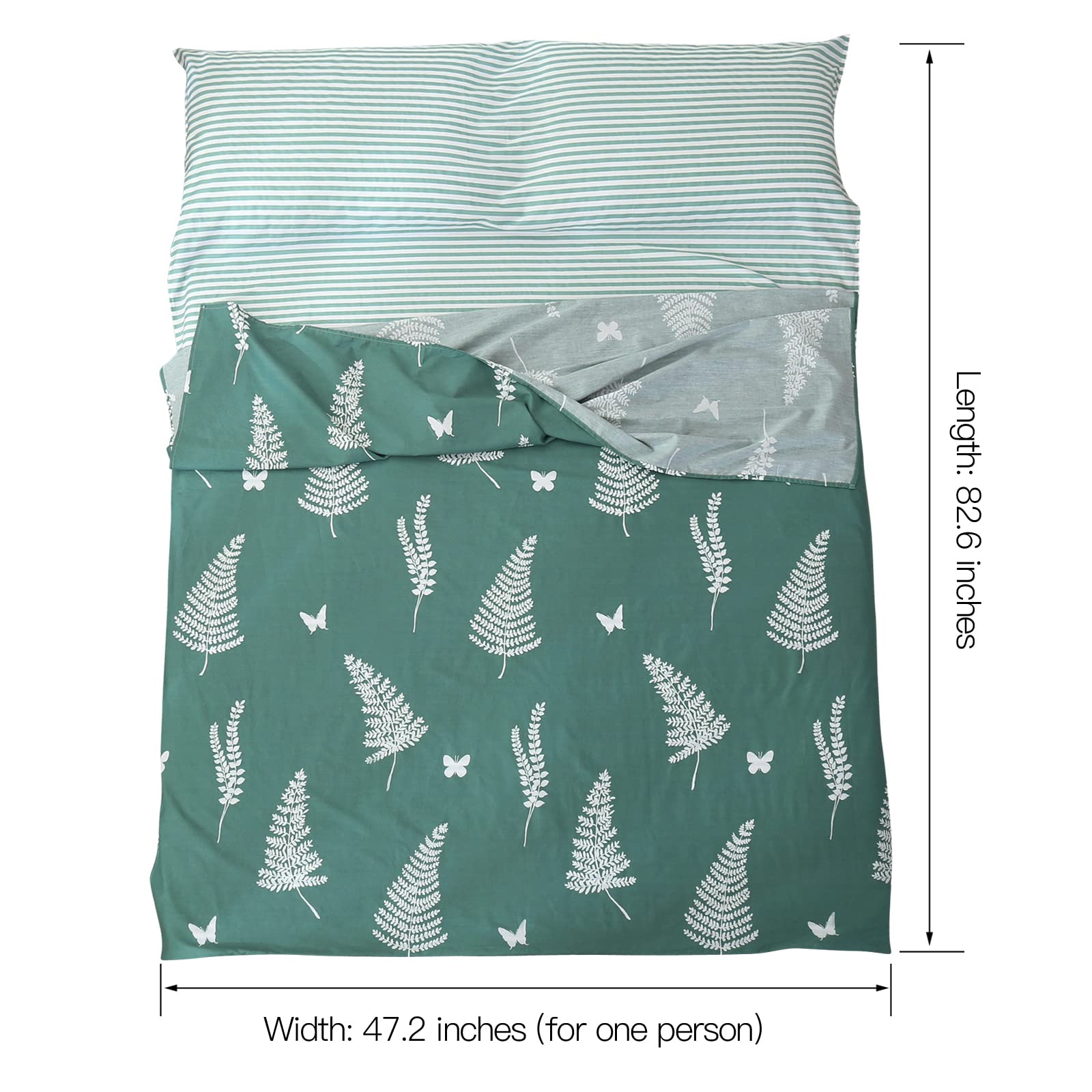 HEHEXIA Cotton Sleeping Bag Liner with Zipper, 100% Cotton Lightweight Compact Sleeping Bag Sack Sheet for Travel Camping Hiking Office (Small, Tree)