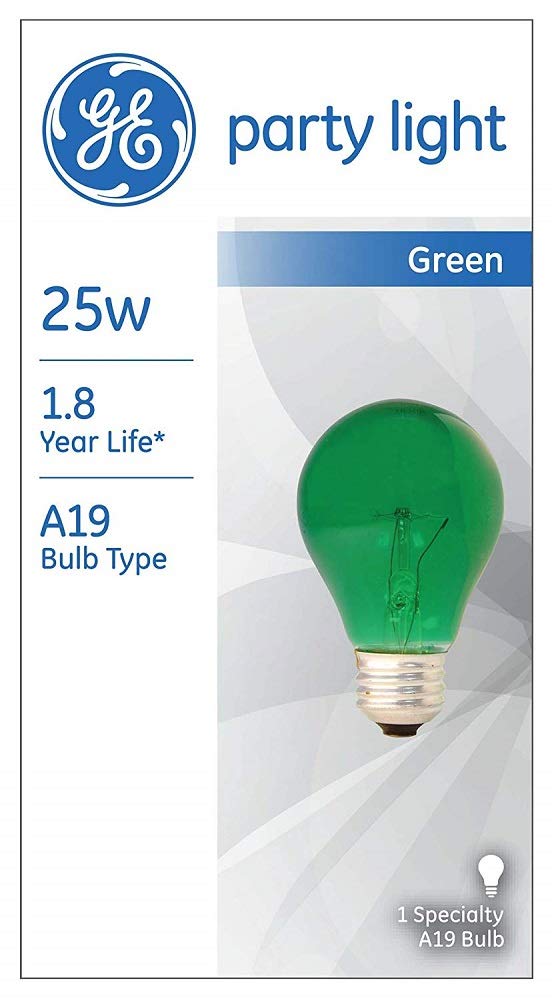 GE Lighting 25-Watt GREEN Party Light A19 Bulb Type (3-Pack)