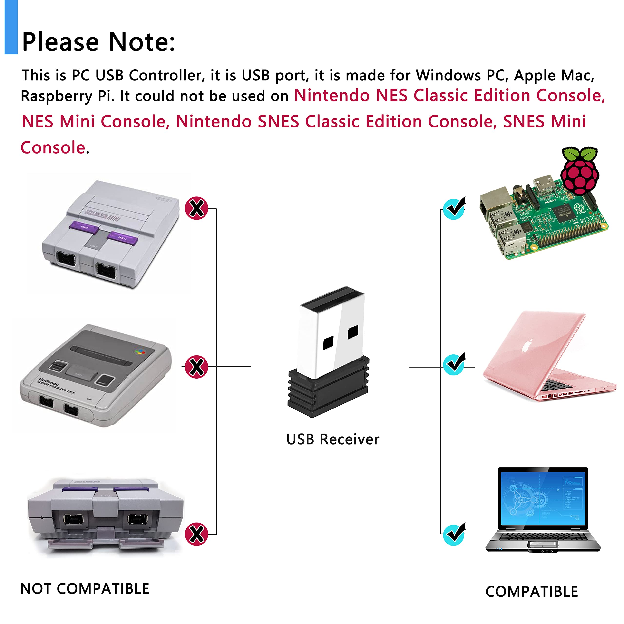 iNNEXT [Bundle USB Version] 2 Pack USB Classic Controller, PC N64 & SNES Controller Joystick for Windows PC MAC Linux Project 64 Retropie OpenEmu Emulator(Plug & Play)(Gray/Clear Orange)