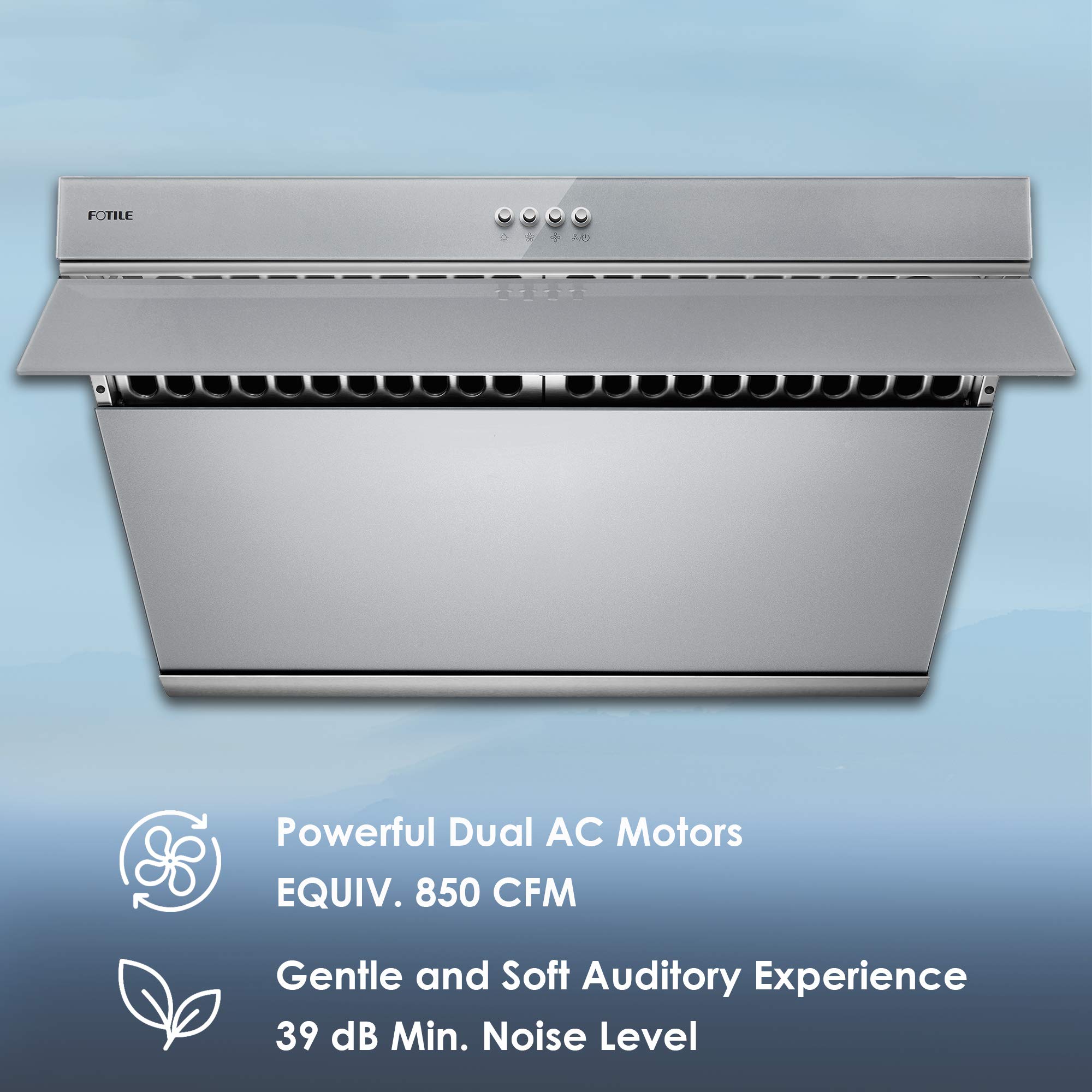 FOTILE JQG7502.G 30" Range Hood Unique Side-Draft Design for Under Cabinet or Wall Mount Modern Kitchen Vent Hood Powerful Motor LED Lights Mechanical Buttons Cooktop Bundle (1. Silver Gray)