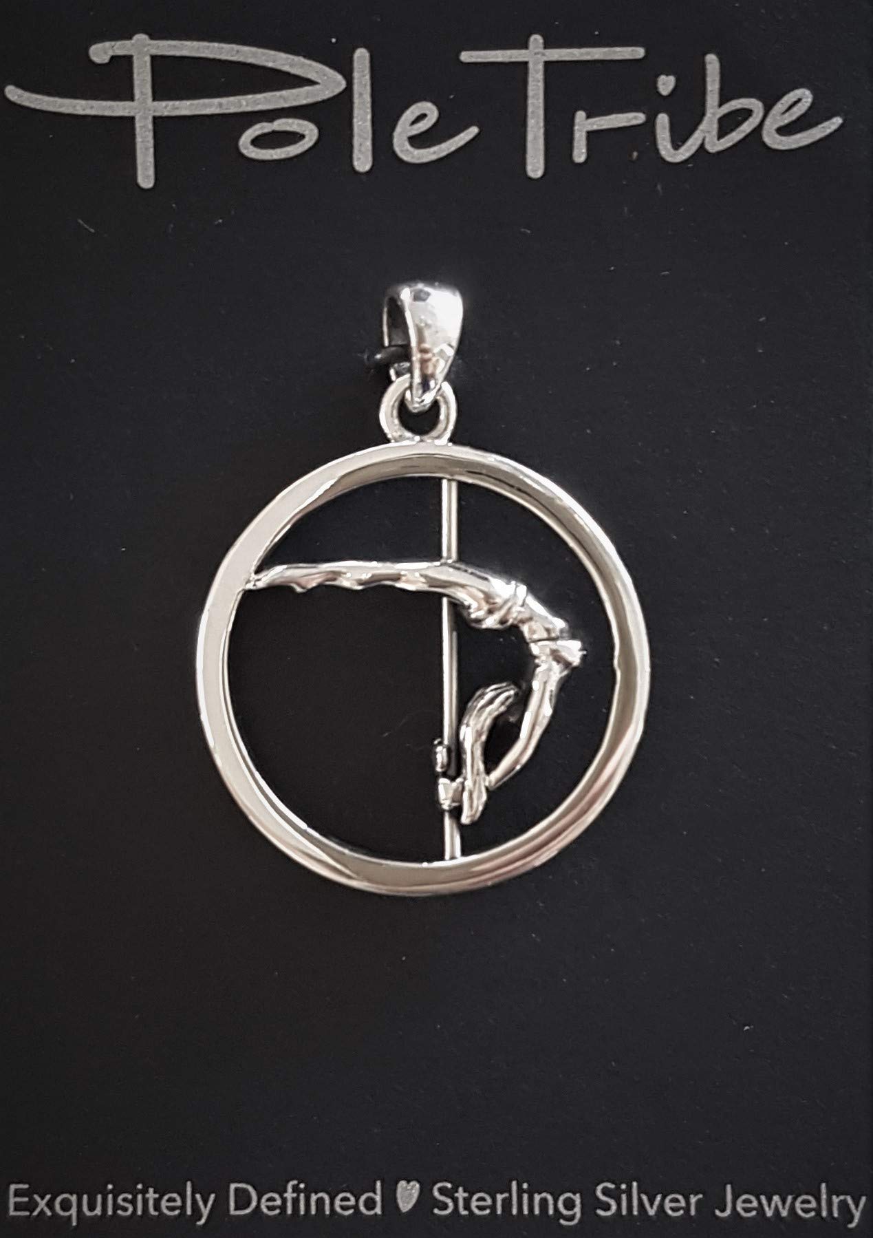 Half Moon Pole Dance Pose, Beautiful Silver Jewelry Pendant, Crescent Moon, Gift Pouch