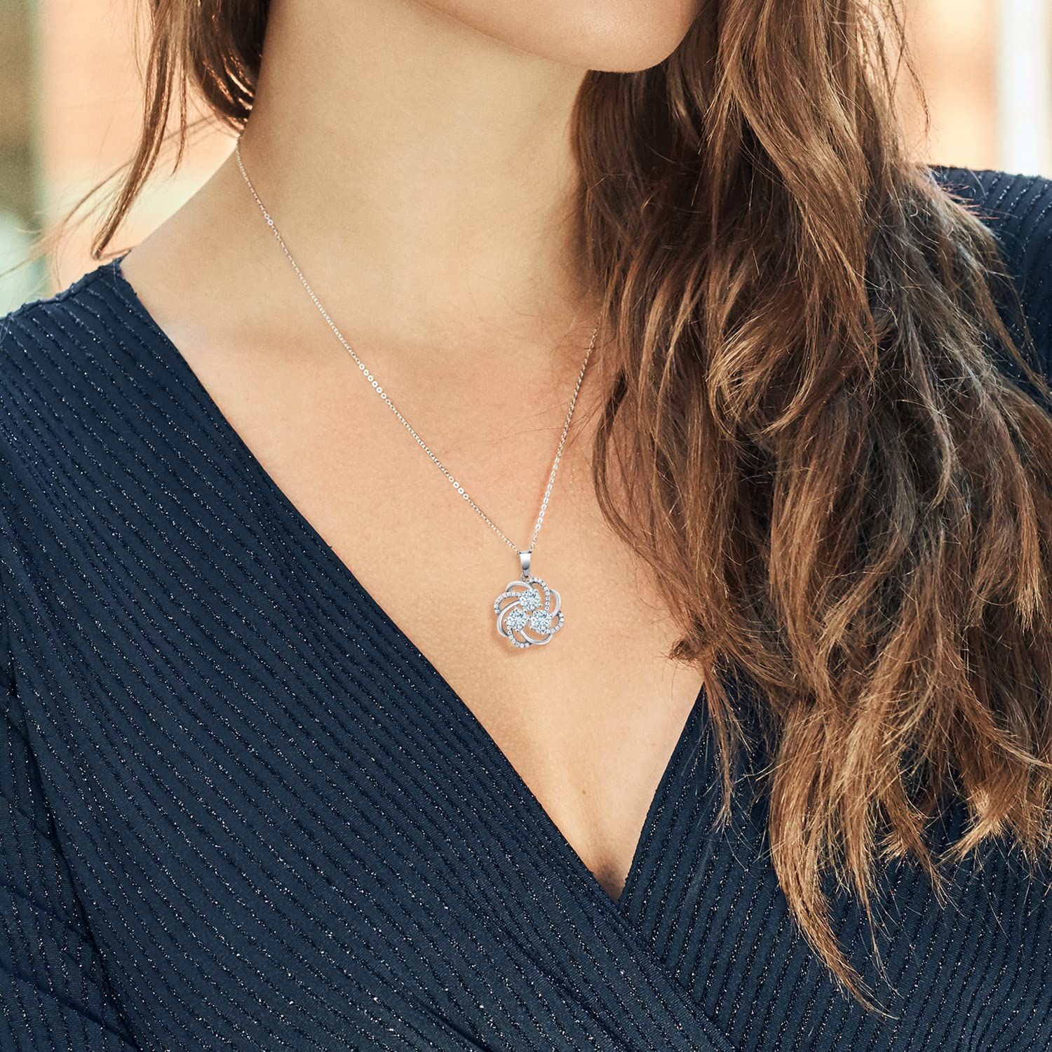 Gem Stone King 925 Sterling Silver Sky Blue Aquamarine Pendant Necklace For Women (1.82 Cttw, Gemstone Birthstone, Round 5MM, with 18 Inch Silver Chain)