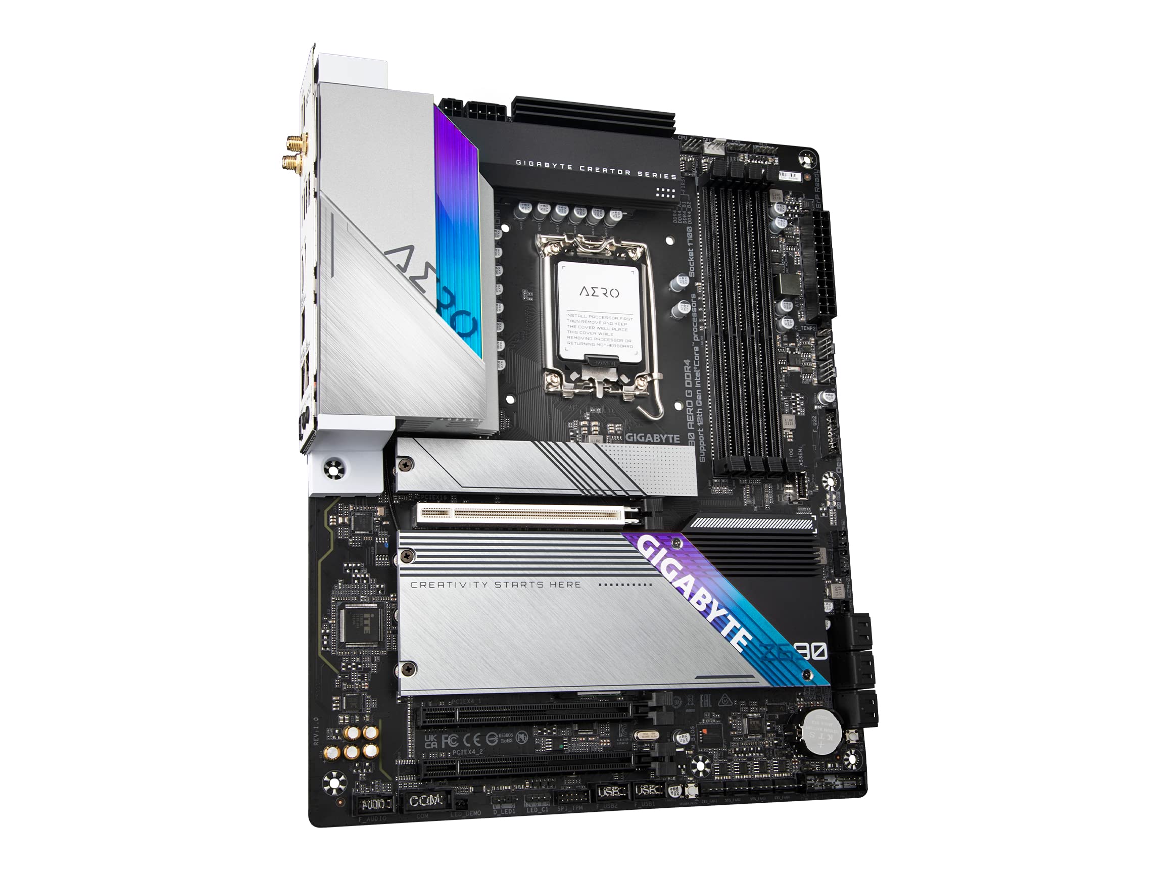 GIGABYTE Z690 AERO G DDR4 (LGA 1700/ Intel Z690/ ATX/ DDR4/ Quad M.2/ PCIe 5.0/ USB 3.2 Gen2X2 Type-C/ WiFi 6/ Intel 2.5 GbE LAN/ Motherboard)
