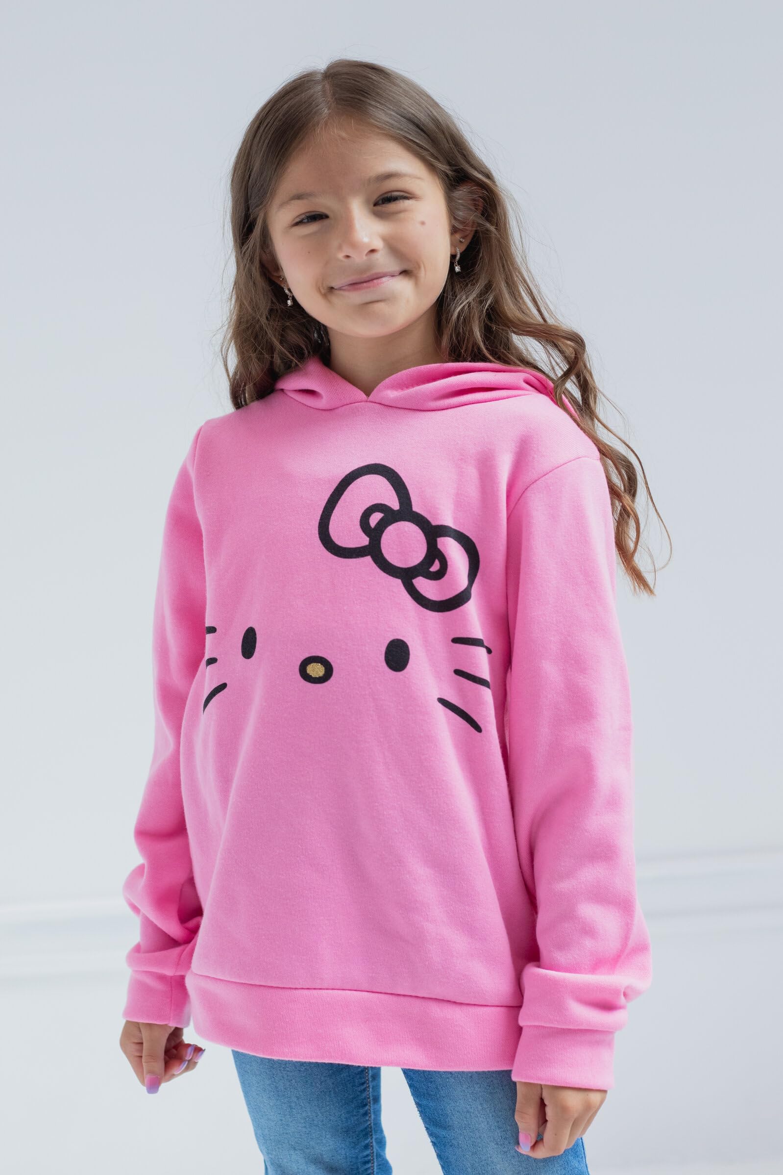 Hello Kitty Big Girls Fleece Pullover Hoodie Pink 12