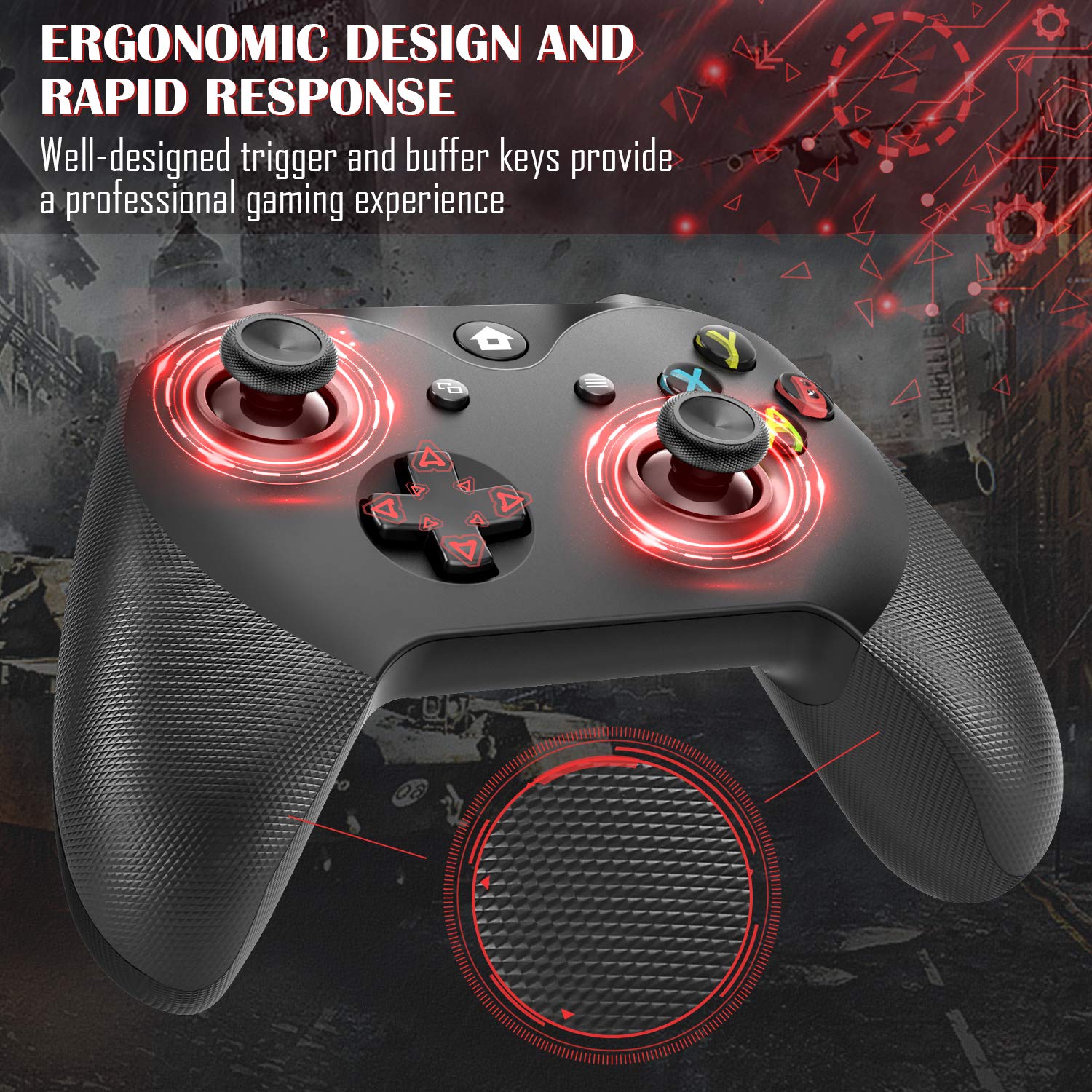 FUXINYA Wired Controller Detachable Compatible with Xbox Series X/S, Xbox One S/One X/One Elite, P3 Host, Windows 7/8/10, PC Game Controller, Upgraded Joystick Gamepad Remote with Headphone Jack Black