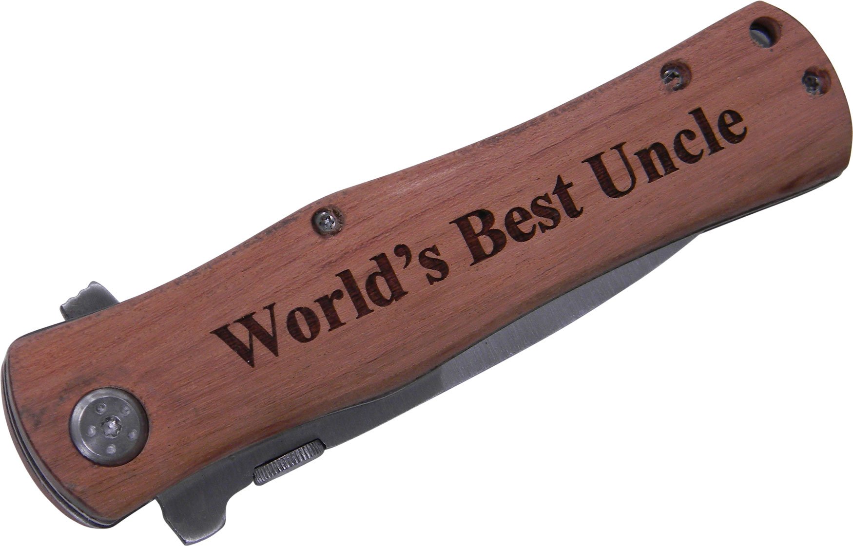 World's Best Uncle Folding Pocket Knife - Great Gift for Birthday or Christmas Gift for uncle (Wood)