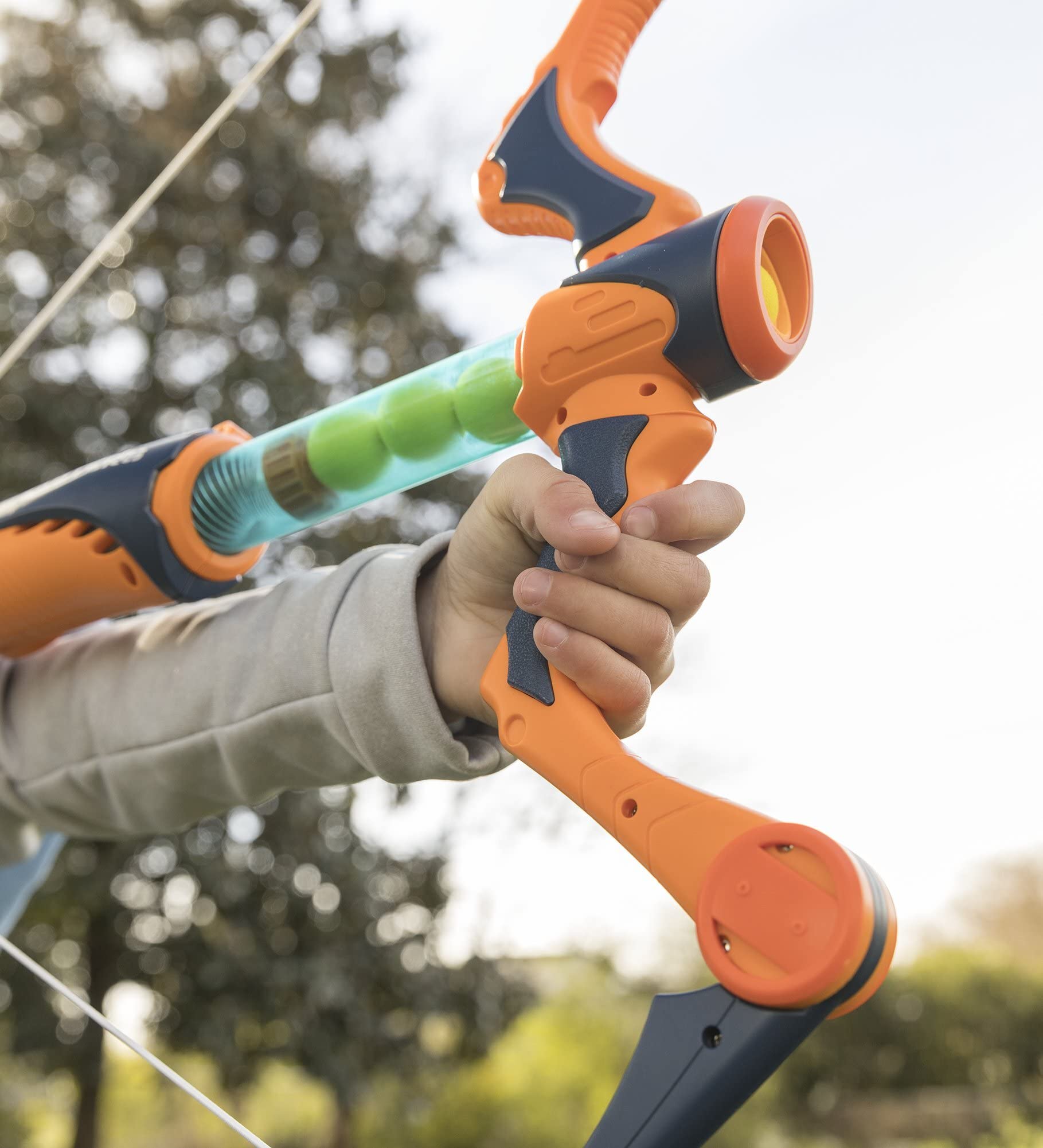 HearthSong Air Blaster Kids Safe Archery Set with Bow and 12 Soft Foam Balls That Shoot up to 20 Feet