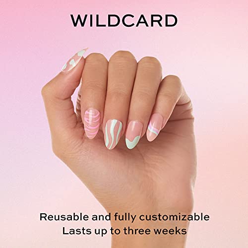 Glamnetic Press On Nails - Wild Card | Opaque UV Finish Short Pointed Almond Shape, Reusable Pastel Nails in 12 Sizes - 24 Nail Kit with Glue
