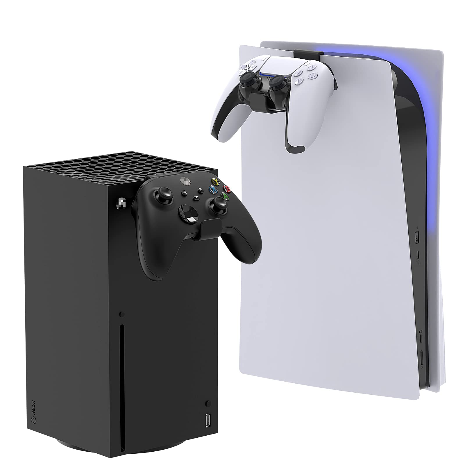 Game Controller Holder Compatible with PS5 and Headset Holder Compatible with Xbox Series X, Headphone Stand Hanger Hook Stand for PS5/XSX Gaming Headset, 2 Pack