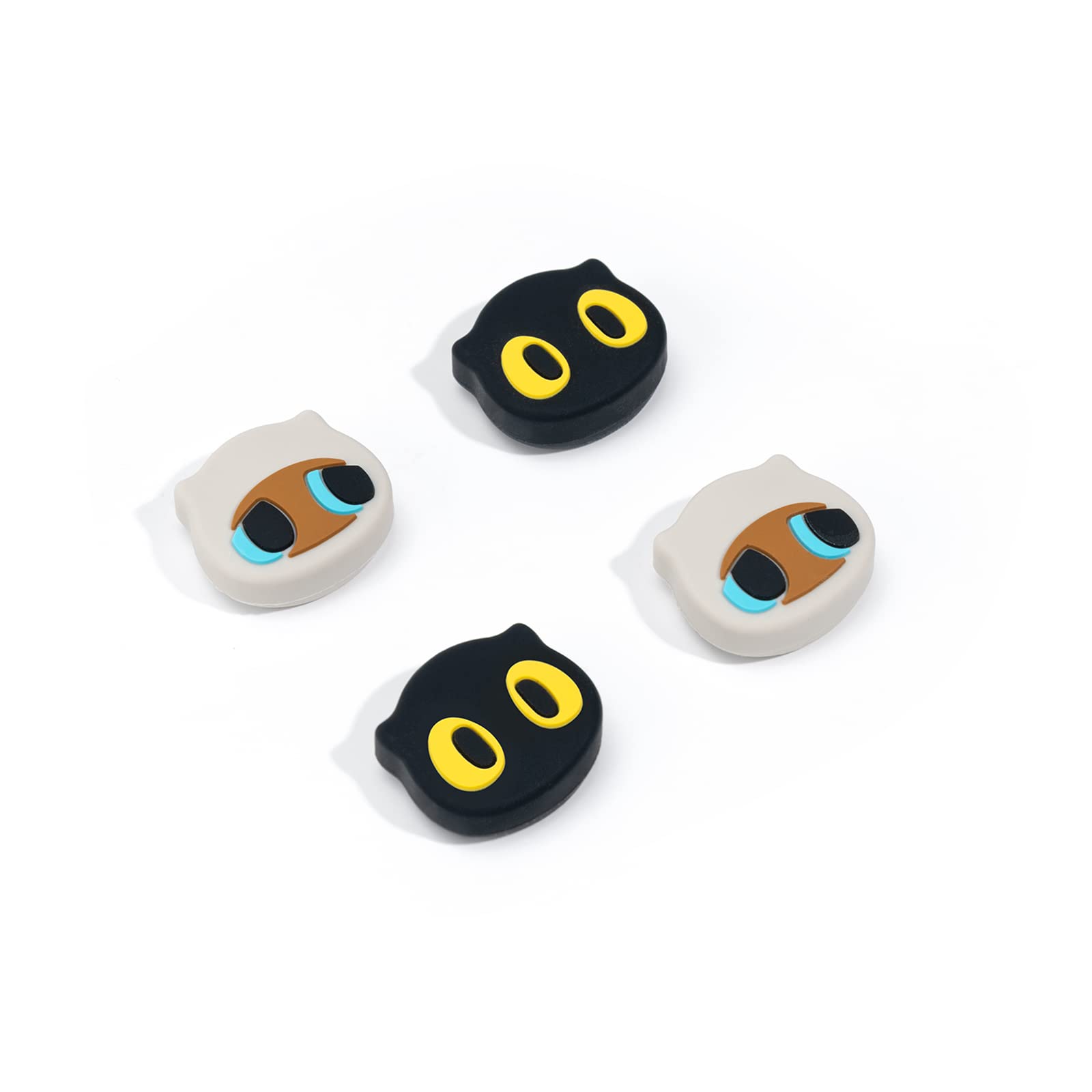 GeekShare Cute Animal Theme Silicone Joycon Thumb Grip Caps,Compatible with Nintendo Switch/OLED/Switch Lite,4PCS - Big-Eyed Cat