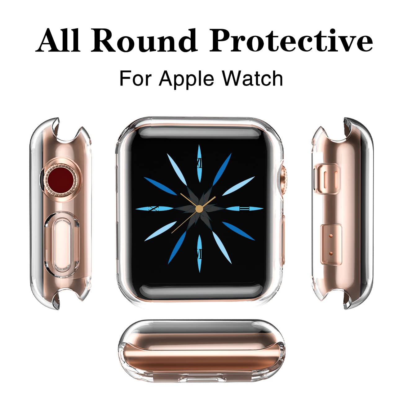 GEAK 3 Pack Compatible with Apple Watch Case 38mm,Soft HD High Sensitivity Screen Protector with TPU All Around Anti-Fall Bumper Protective Case Cover for iWatch Series 3/2/1 38mm(3 Clear)