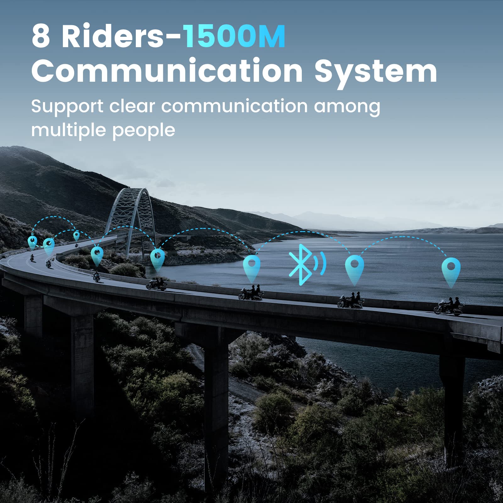 FreedConn Motorcycle Bluetooth Headset with【2K】 Camera [360°Shooting][Upgraded Night Vision][Hi-Res Audio], 2-8 Riders 1500M Motorcycle Communication Systems-128G TF Card, 2000mAh/Music Share/IP65