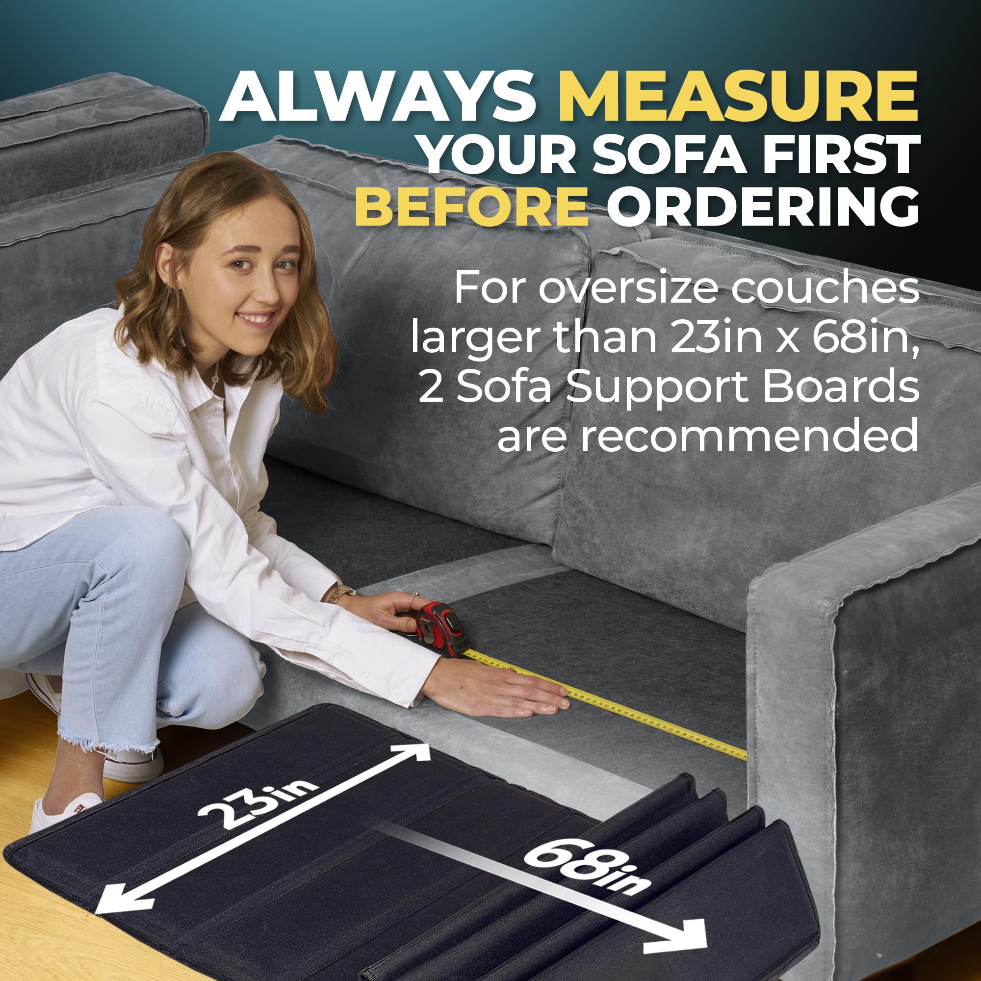 Golden Home Essentials XL 23.2in x 68in Couch Support for Sagging Cushions - Extra Wide Sofa Cushion Support Board - 0.4in Saggy Couch Cushion Support for Sagging Seat - Sagging Couch Support Board